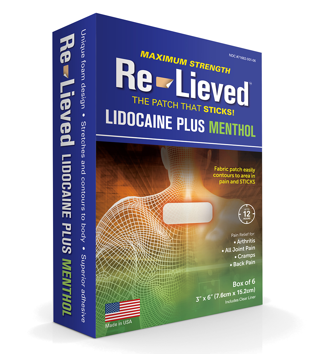 4% Lidocaine plus 1% Menthol Patch that Sticks!